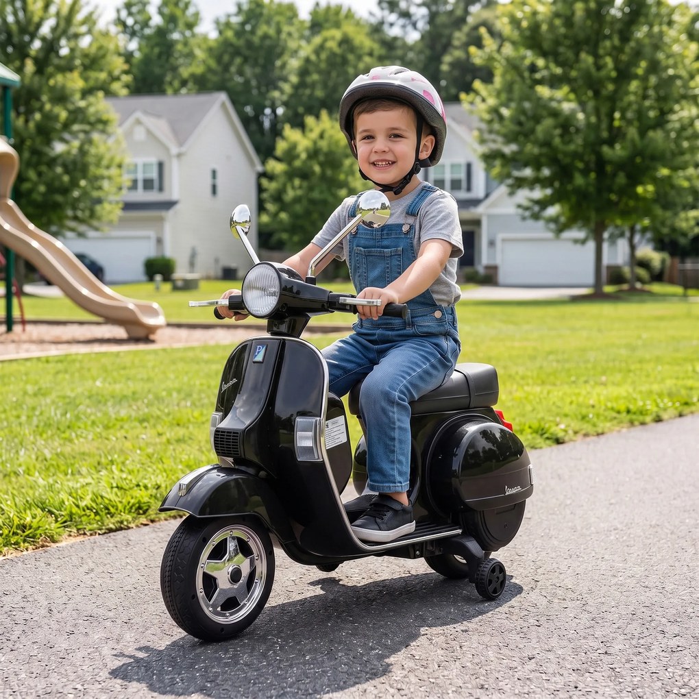 AIYAPLAY dětská elektrická Vespa PX150, Li-ion baterie, černá