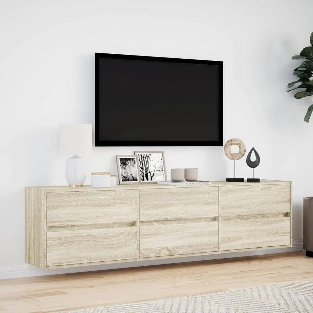 Nástěnná TV skříňka s LED dub sonoma 180 x 31 x 45 cm 3307935
