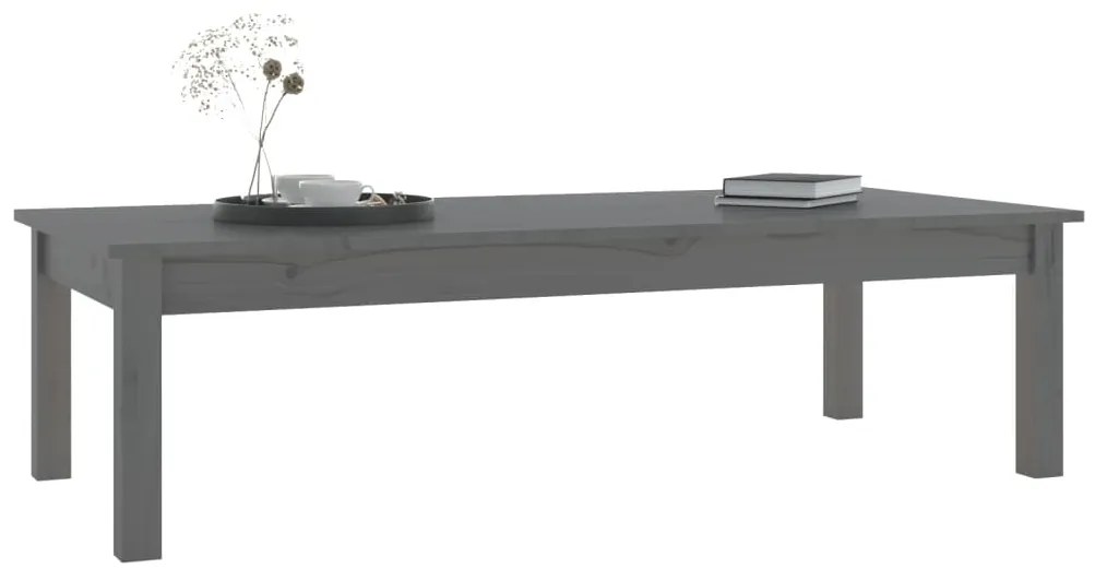 Konferenční stolek šedý 110 x 50 x 30 cm masivní borové dřevo - Default Title