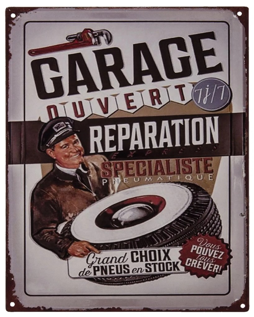 Nástěnná kovová cedule Garage Reparation - 25*20 cm