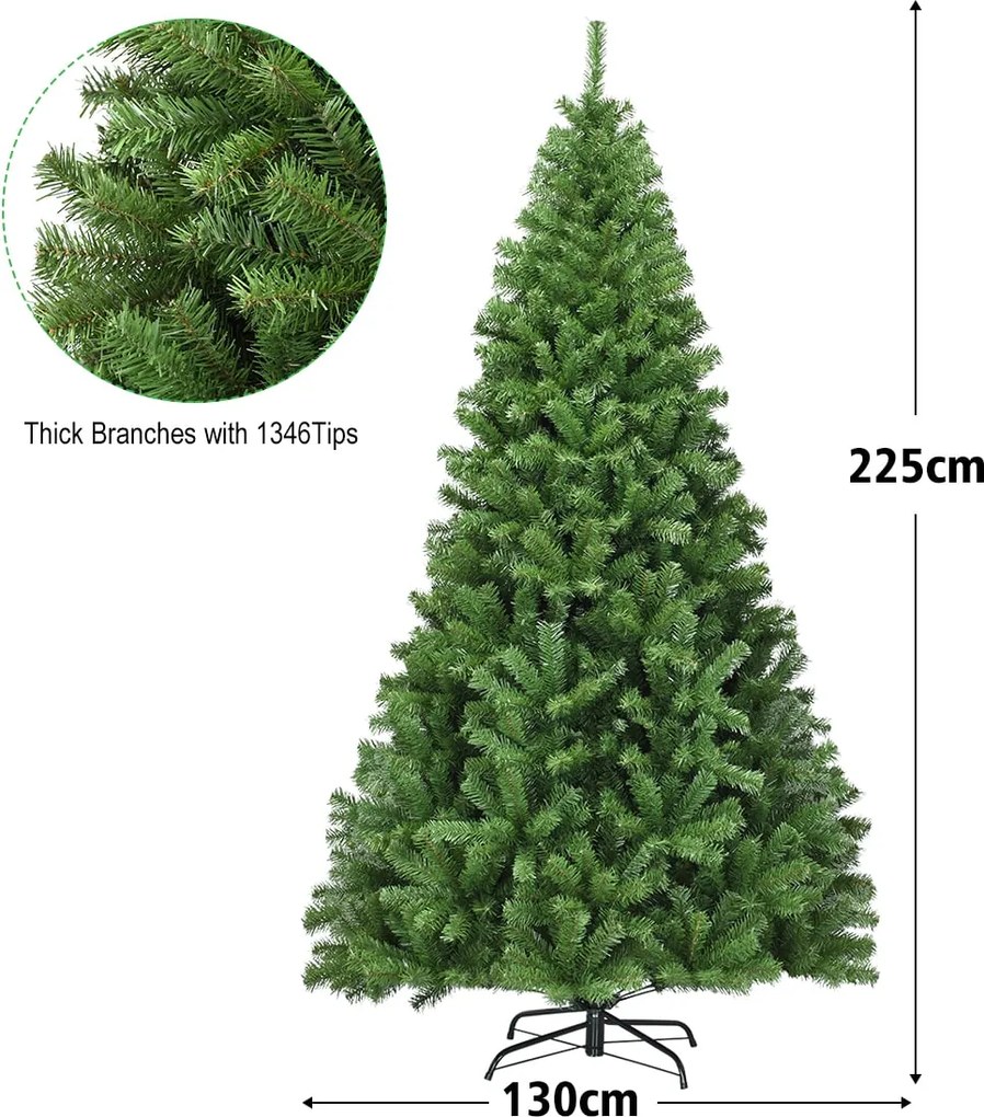 Costway Vánoční stromek 225 cm umělý vánoční stromek se skládacím systémem 1346