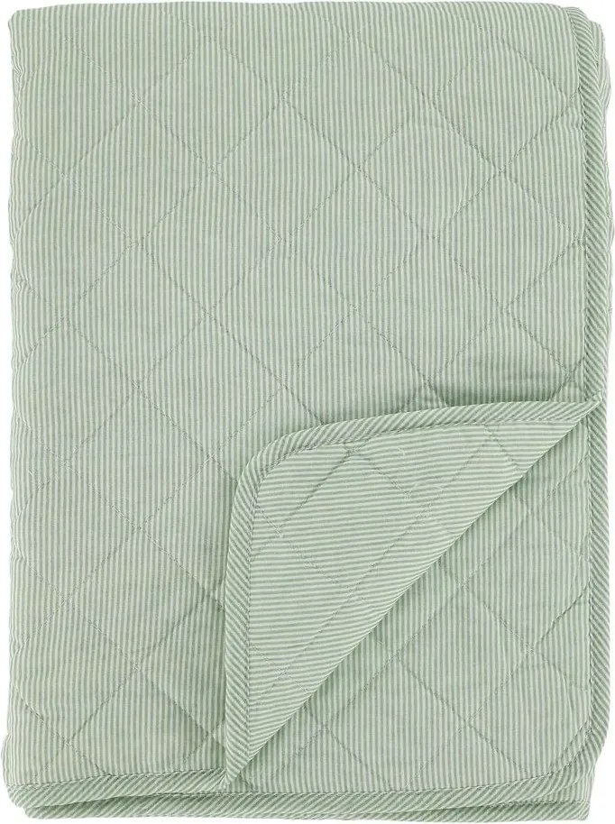 Zelený pruhovaný prošívaný přehoz Aix Quilt - 130*180 cm
