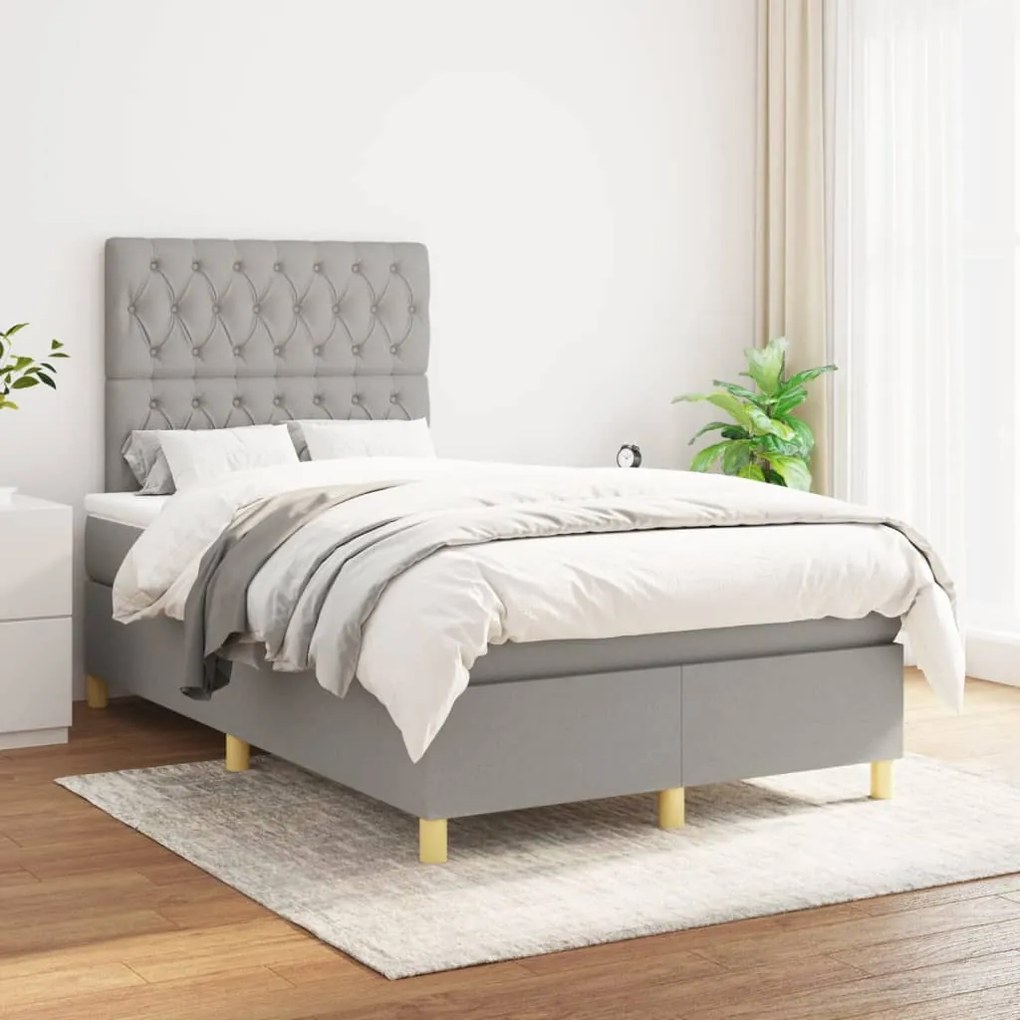 Box spring postel s matrací světle šedá 120 x 200 cm textil 3142561
