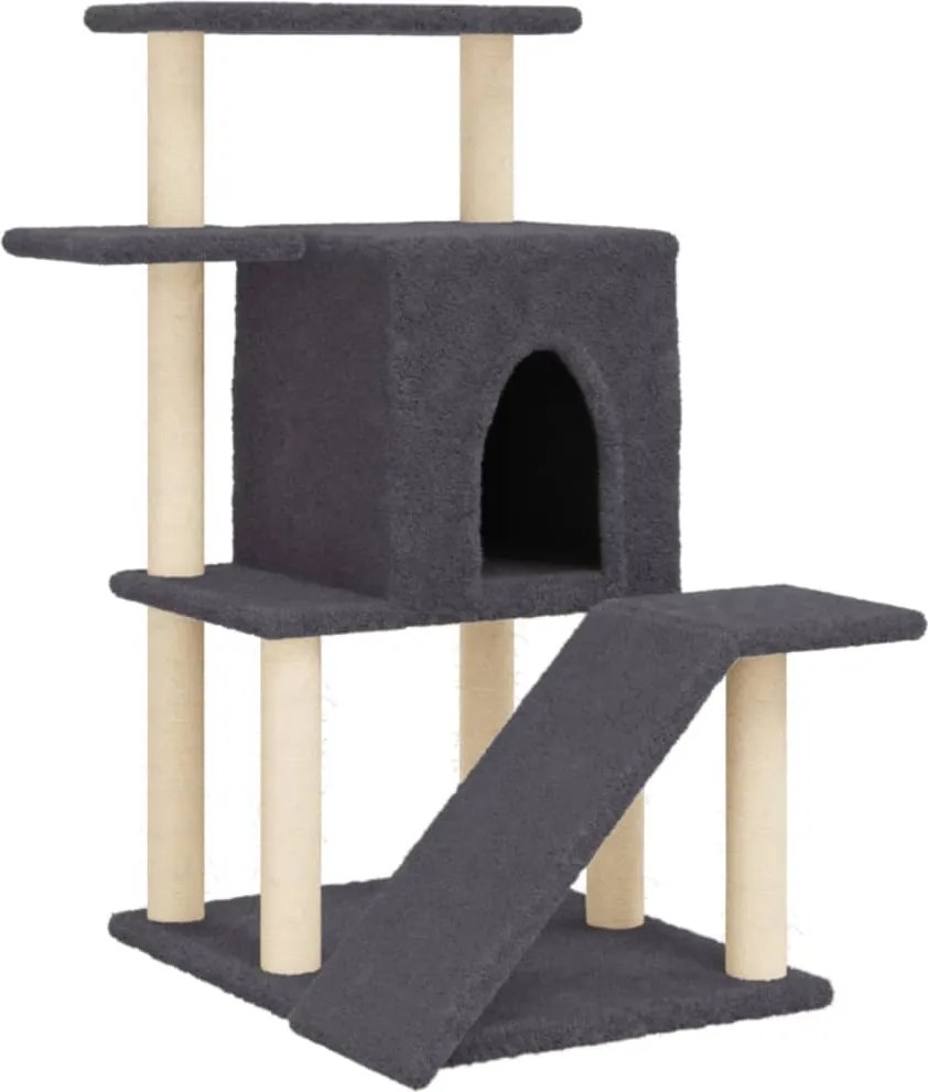 Škrabadlo pro kočky se sisalovými sloupky tmavě šedé 97 cm 172099