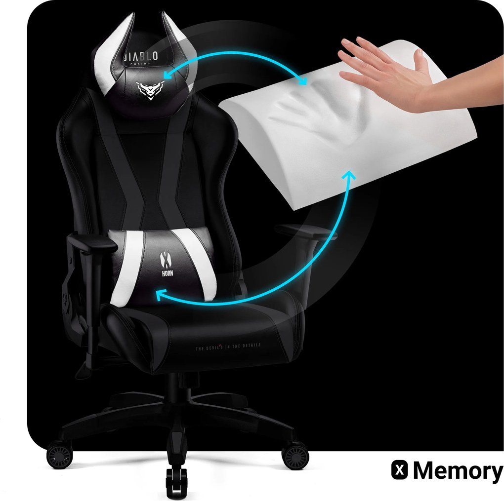 Herní židle z ekokůže Normal Size, černo-bílá: Diablo X-Horn 2.0