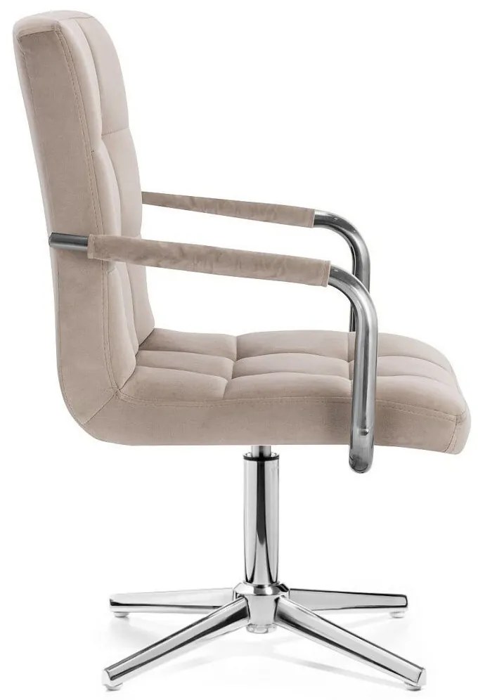 LuxuryForm DESIGN Otočná židle VERONA VELUR na stříbrném kříži - latte
