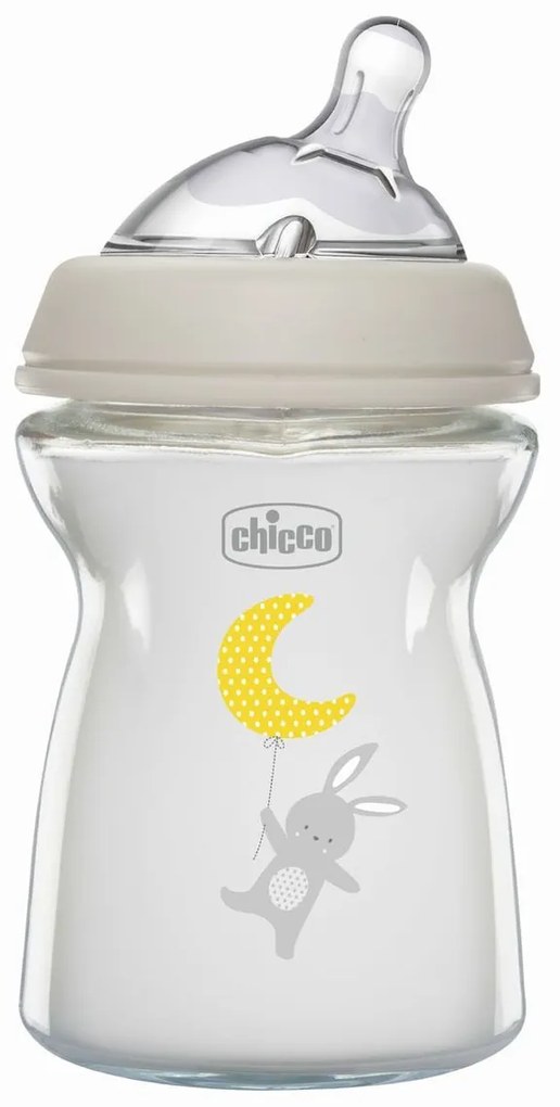 CHICCO Láhev kojenecká sklo Natural Feeling 250 ml neutral 0m+