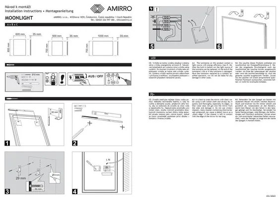 Amirro Moonlight Zrcadlo 60 x 80 cm s LED podsvíceným pískovaným okrajem, 410-999