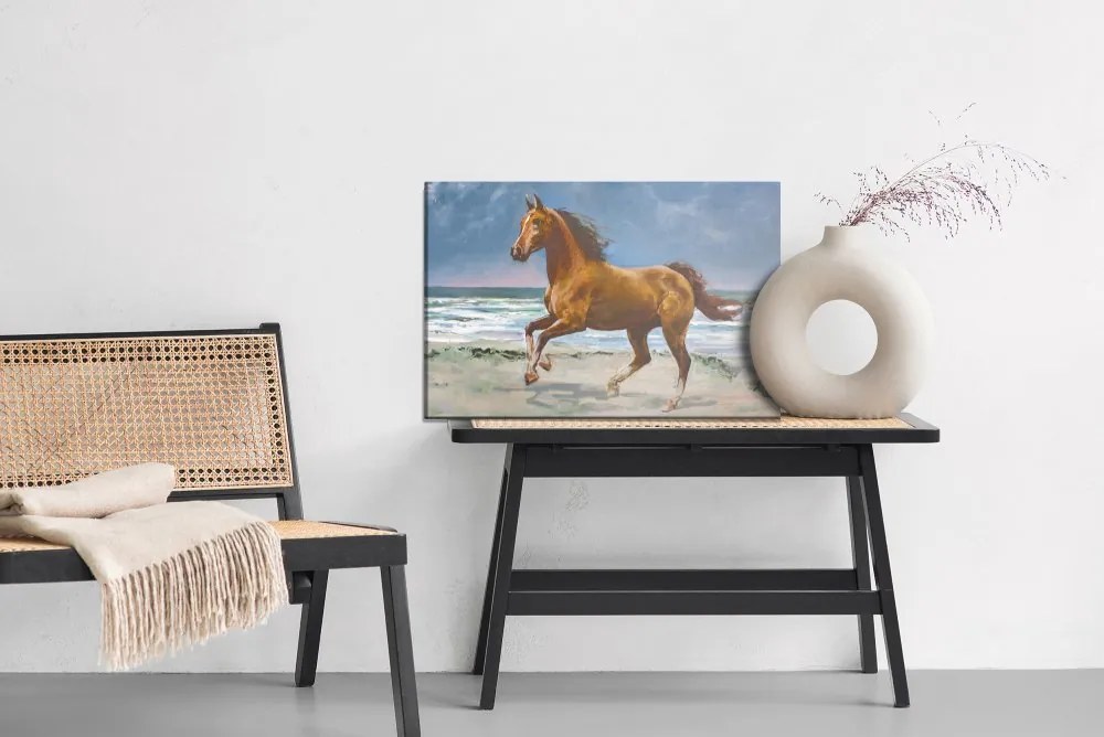 Obraz Kůň, Slunce A Moře Nedostatek Nedostatek Přírodní plátno 30x20
