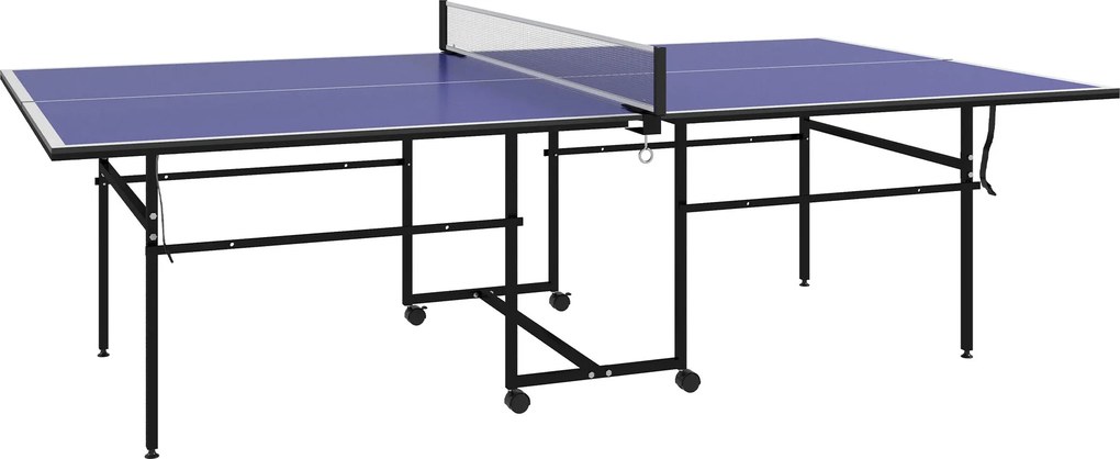 STOLNÍ TENISOVÝ STŮL SPORTNOW, skládací čtvrtový stůl na stolní tenis s kolečky, set na stolní tenis se 2 pálkami a 3 míčky, venkovní i vnitřní ocel,