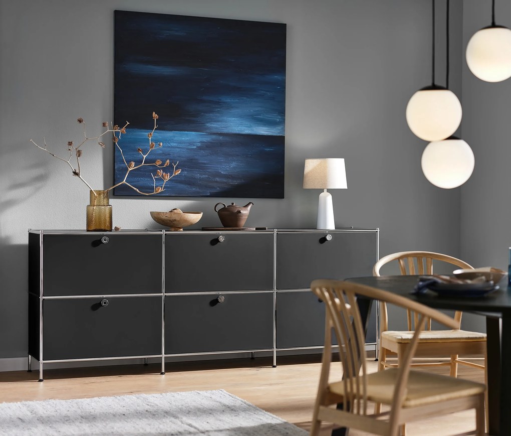 Tchibo - Odkládací skříňka CN3 se 6 výklopnými dvířky - barva: chrom