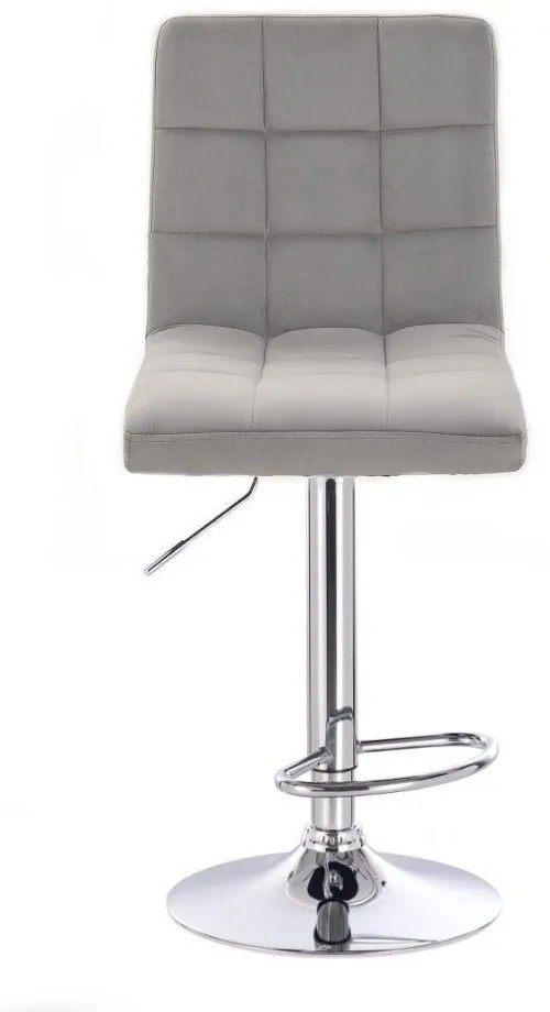 LuxuryForm Barová židle TOLEDO VELUR na stříbrném talíři - světle šedá