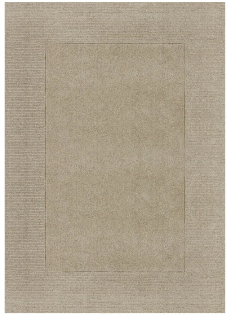 Flair Rugs, Kusový ručně tkaný koberec Tuscany Textured Wool Border Natural, 120x170, béžová, ložnice