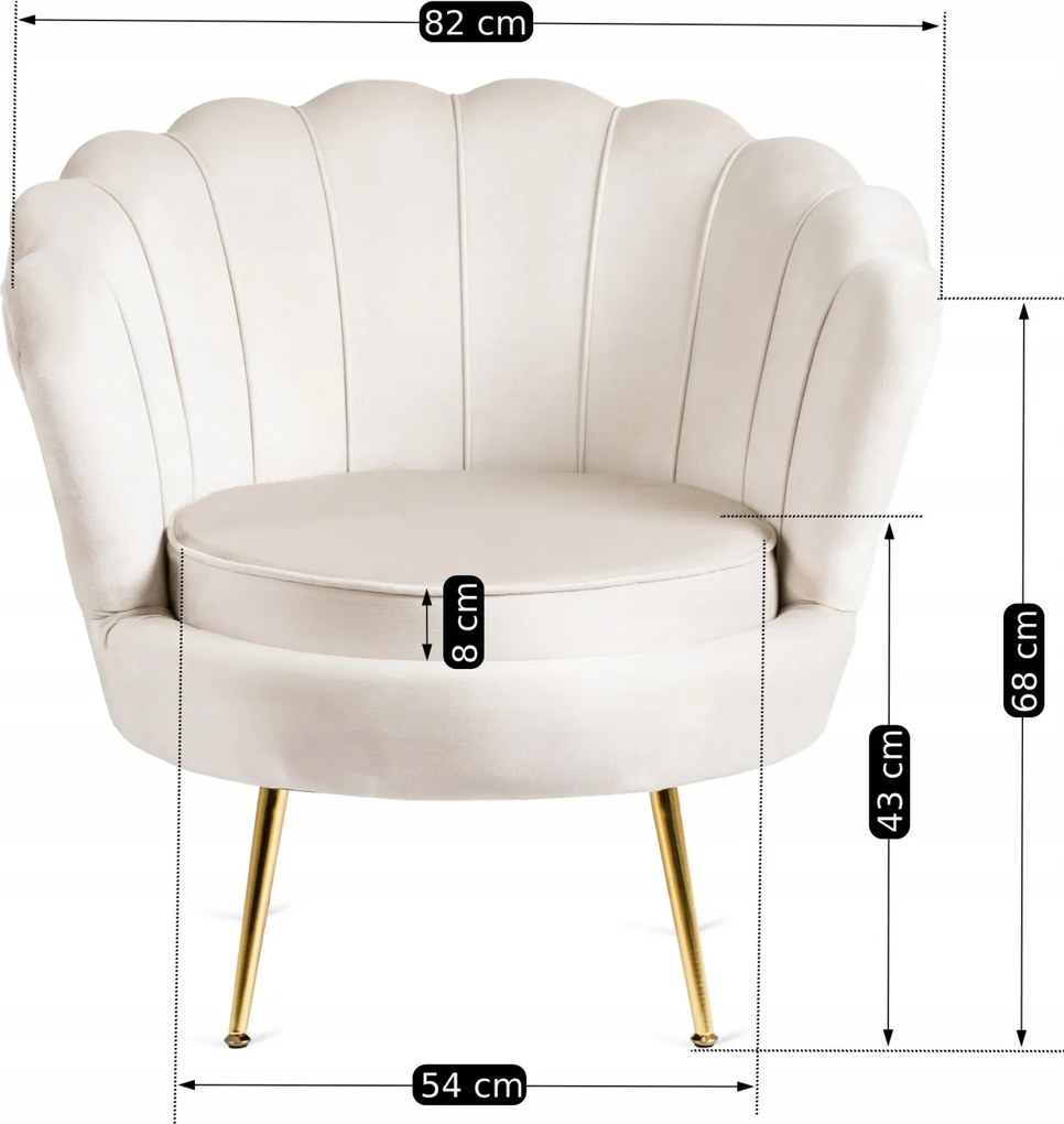 Designové křeslo Angel samet krémové/zlaté