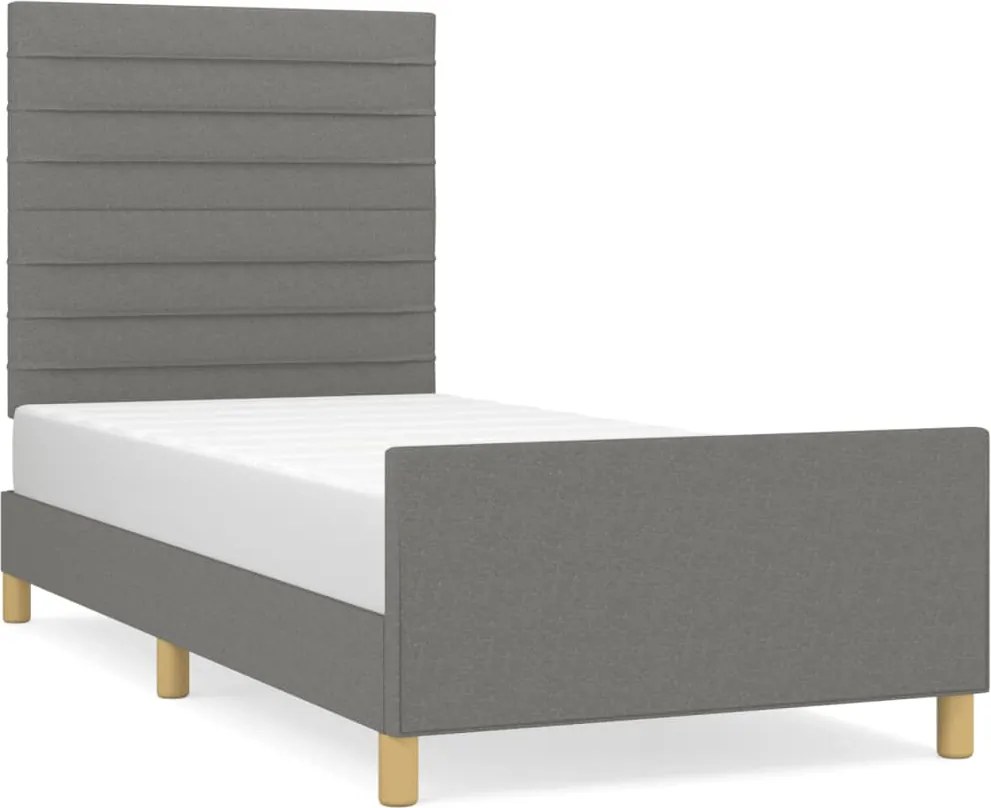 Rám postele bez matrace tmavě šedá 90 x 190 cm textil 3125099