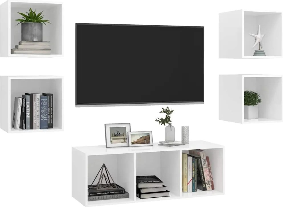 5dílný set TV skříněk bílý dřevotříska 3079610