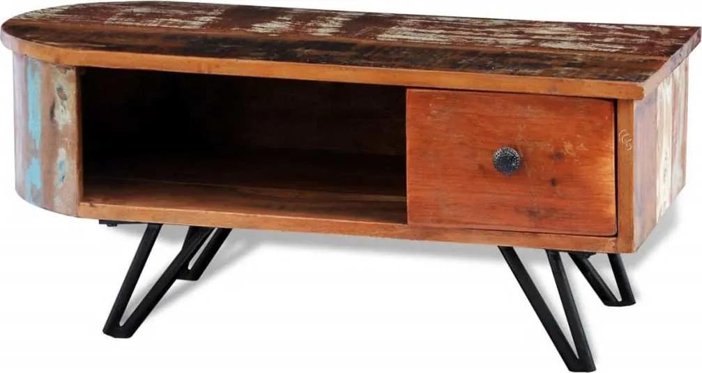 vidaXL Konferenční stolek s železnými nohami masivní recyklované dřevo [241642]