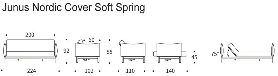 Šedá rozkládací pohovka 224 cm Junus – Innovation