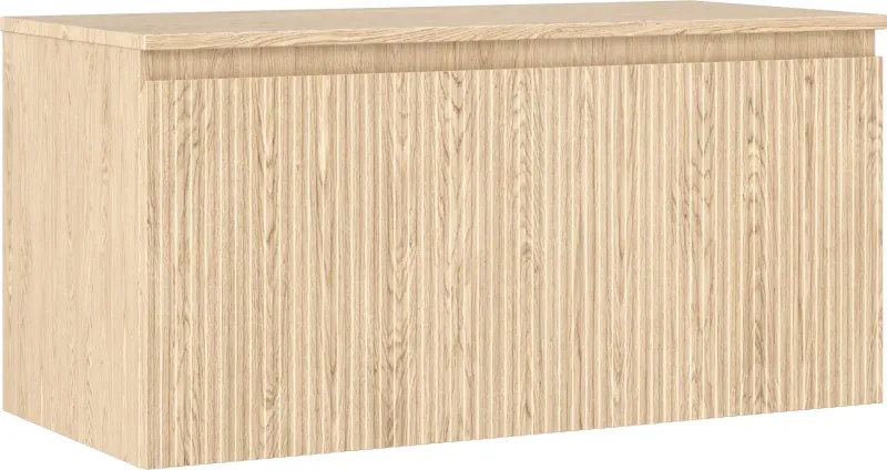 Mexen Rivel, koupelnová skříňka 100 cm s horní částí, 1 zásuvka, drážkovaná, dub, 91A20-10047-1-BFC81