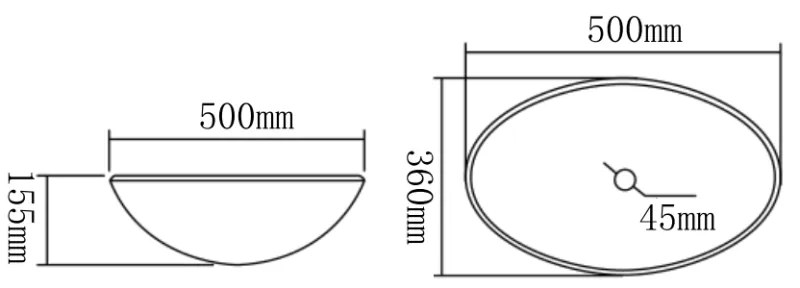 Mexen Goa skleněné umyvadlo na desku 50 x 36 cm, Černá - 24085070