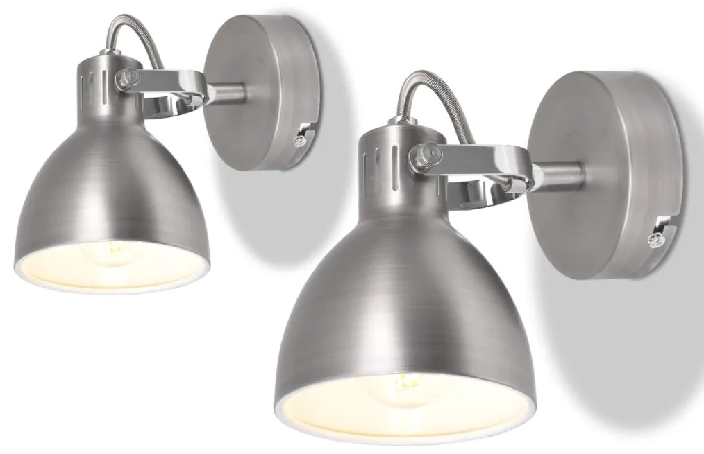 244398 vidaXL Nástěnná lampa, 2 ks, na 2 žárovky E14, šedá