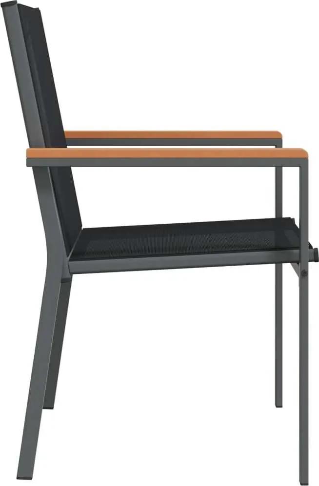 vidaXL Zahradní židle 6 ks černé 55 x 61,5 x 90 cm textilen a ocel [3187086]