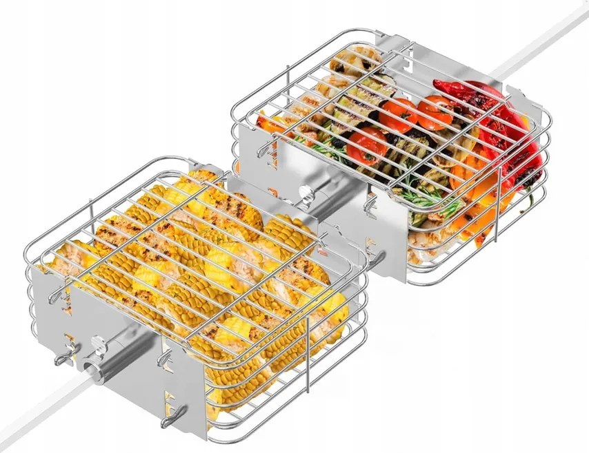 Sada 2 košů na grilování z z nerezové oceli, maso a zelenina
