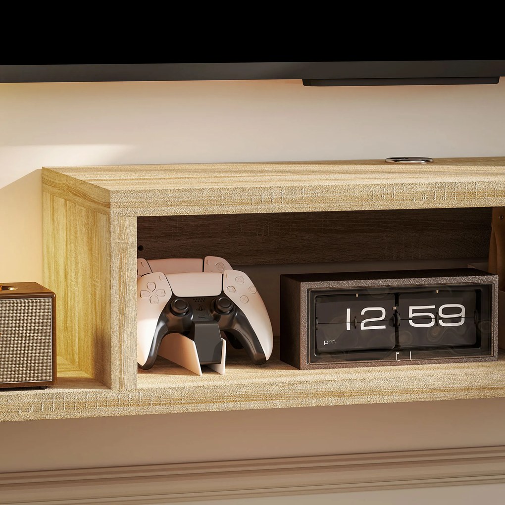 HOMCOM Floating Wall TV Stand se policí - Dub