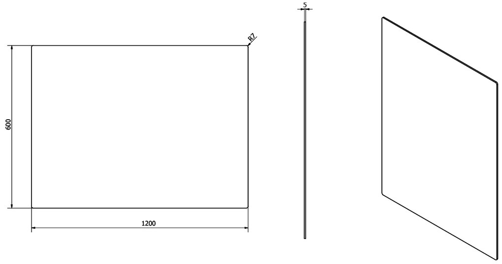 Sapho, PLAIN zrcadlo 120x60cm, zaoblené rohy, bez uchycení, 1501-29