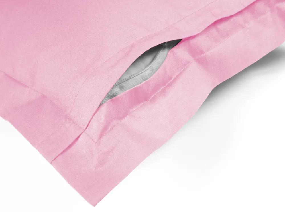 Biante Bavlněný povlak na polštář s lemem Moni MOD-507 Světle růžový 60 x 60 cm