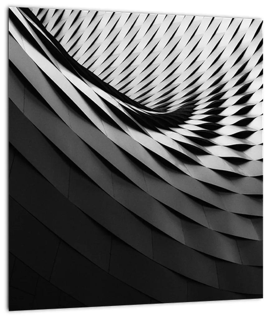 Abstraktní obraz - černobílá spirála (30x30 cm)