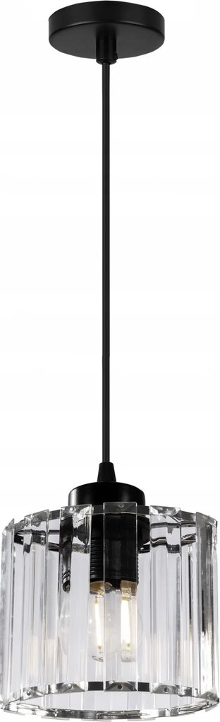 Toolight, křišťálová závěsná lampa E27 60W APP511-1CP, černá, OSW-08551