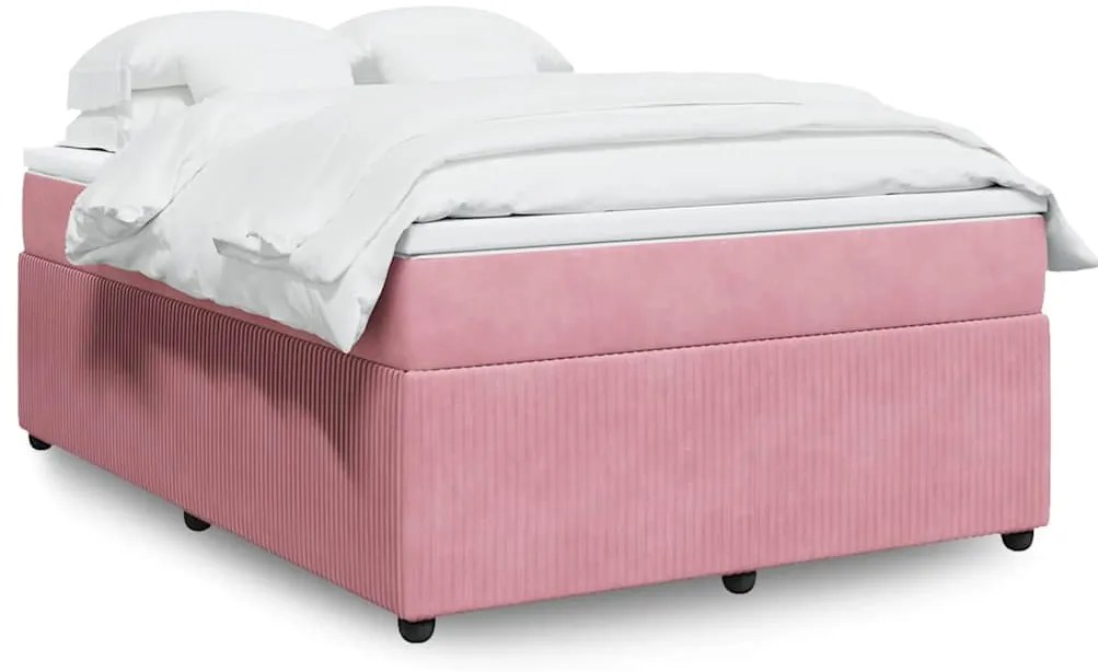 Box spring postel s matrací růžová 160x200 cm samet 3285655
