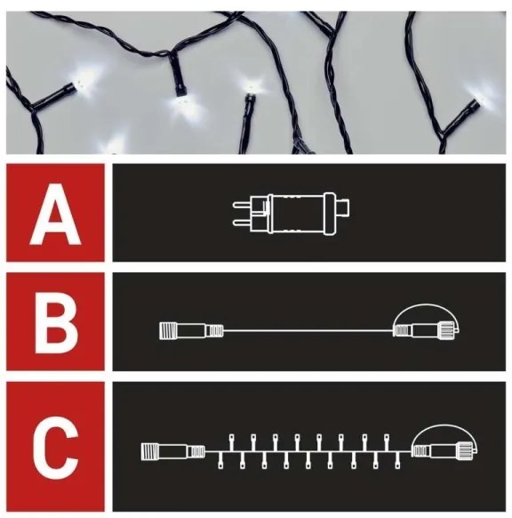 LED Vánoční venkovní řetěz 100xLED/15m IP44 studená bílá