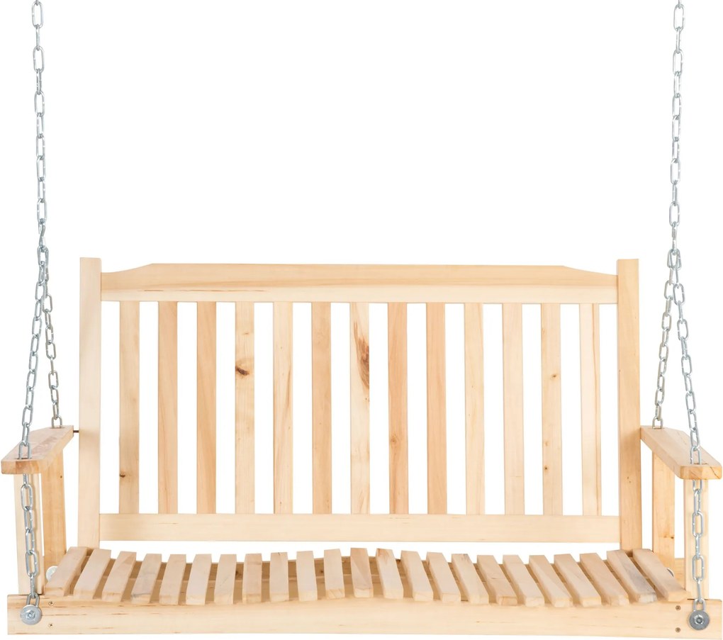 Zahradní houpačka Outsunny pro 2 osoby - Pevná dřevěná lavička 117 x 69 x 60 cm | Aosom