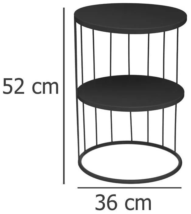 Odkládací stolek KOBU, 36 cm, kulatý, černý