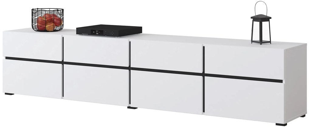 Helvetia Moderní TV stolek Cross 225 cm - bílá / černá