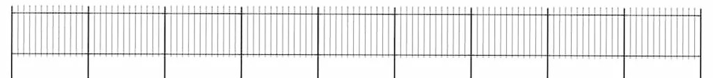 Zahradní plot s kopím nahoře ocelový 1506 x 120 cm černý 277628