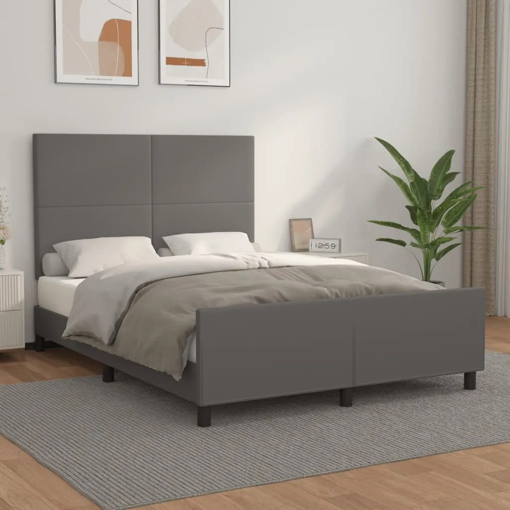 Rám postele s čelem šedý 140x200 cm umělá kůže 3125455