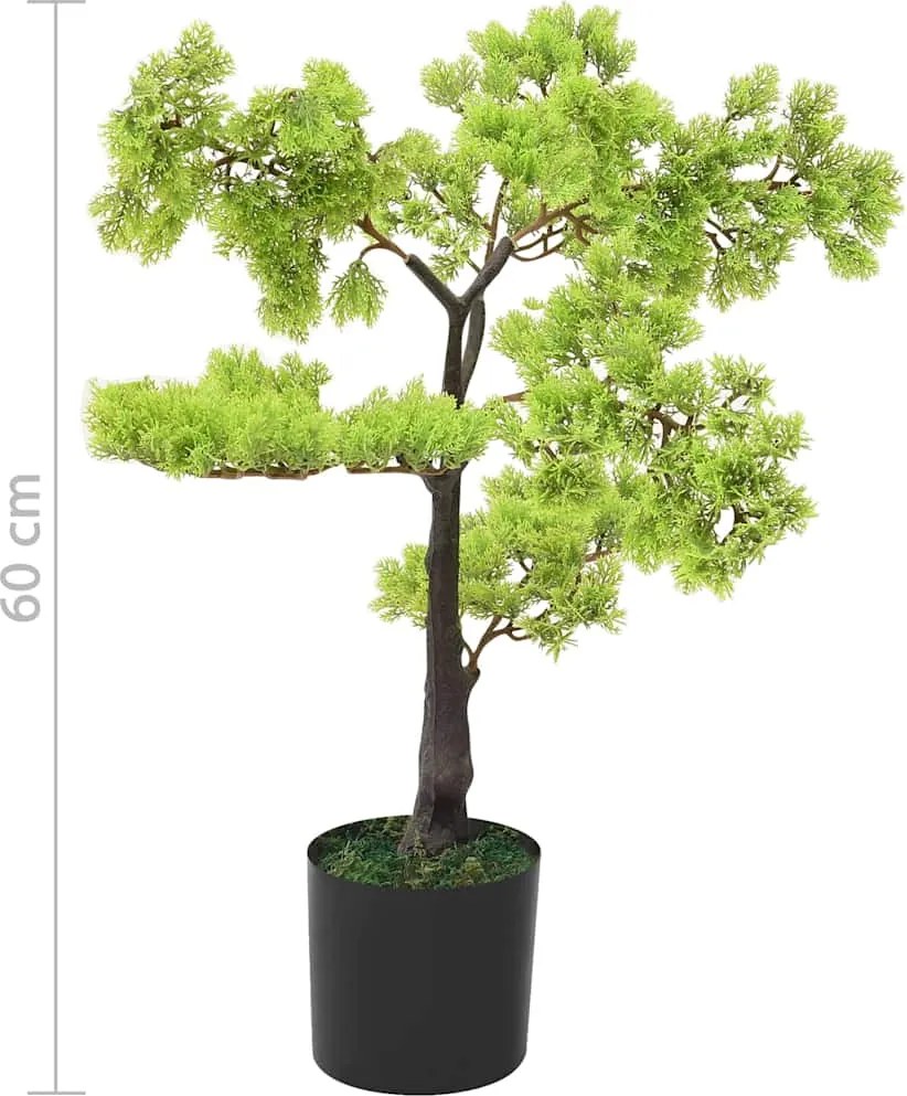 Umělá bonsaj cypřiš s květináčem 60 cm zelená 336319
