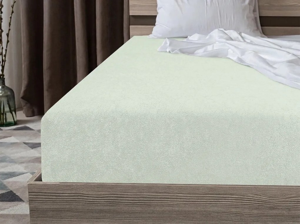 Fleecové napínací prostěradlo MOLTON světle mentolové 90 x 200 cm