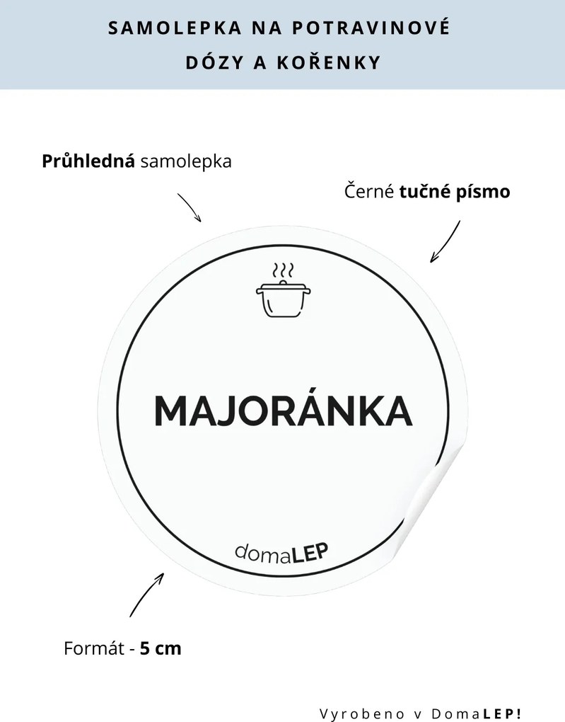 Samolepka na kořenky MAJORÁNKA průhledná 5 cm tučné písmo