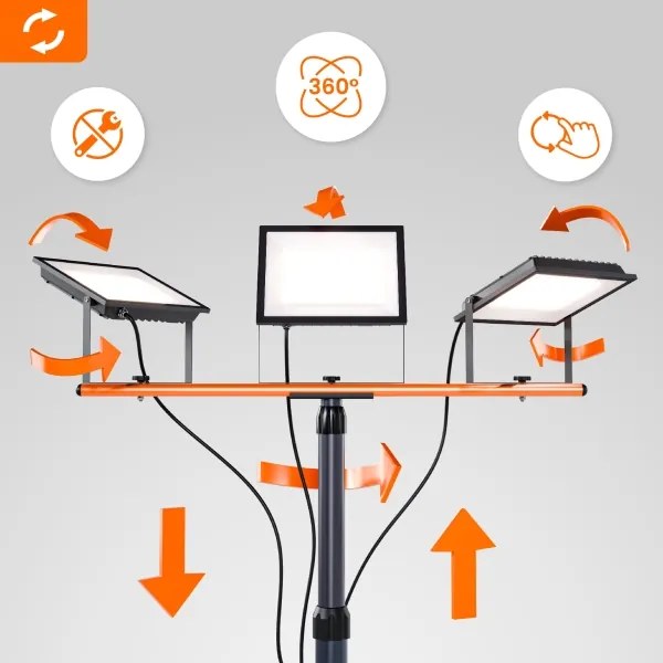 LED Reflektor se stojanem 3xLED/100W/230V 4500K IP65 černá/oranžová