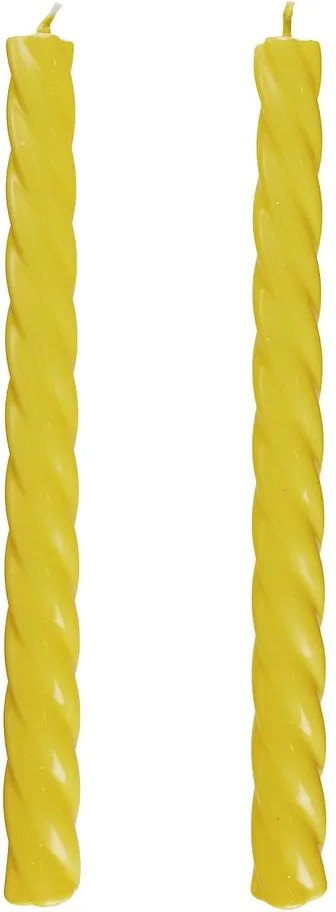 TWISTED Sada lesklých svíček 2 ks 25,5 cm - sv. žlutá