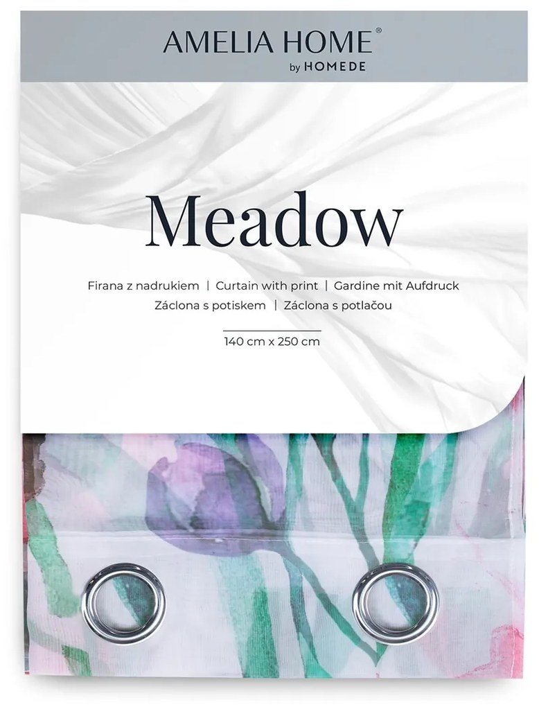 Závěs AmeliaHome MEADOW EYELETS 140x270 cm bílý s potiskem