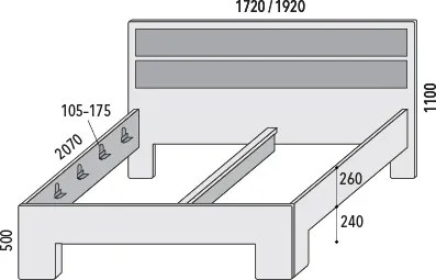 Postel Florencia, čelo oblé čalouněné 180 Domestav F123 Materiál: Buk cink, Barevne provedení: Přírodní provedení
