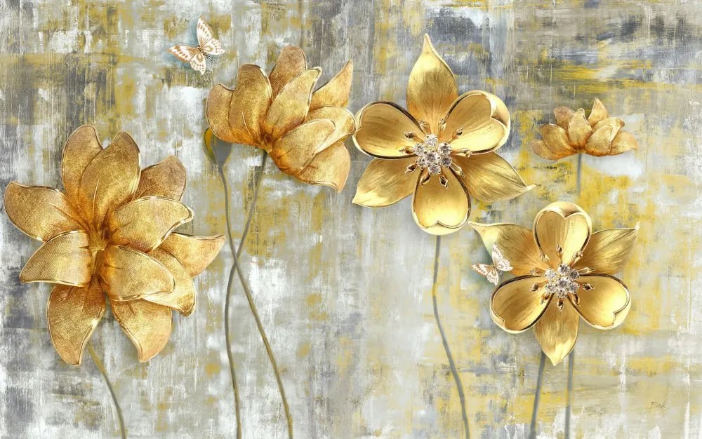 Vícedílný obraz Dekorativní Květiny V Odstínech Béžové Nedostatek Nedostatek Přírodní plátno 240x150