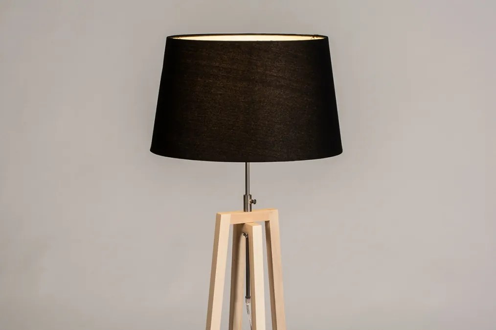 Stojací designová lampa Paola Black and Natur Wood