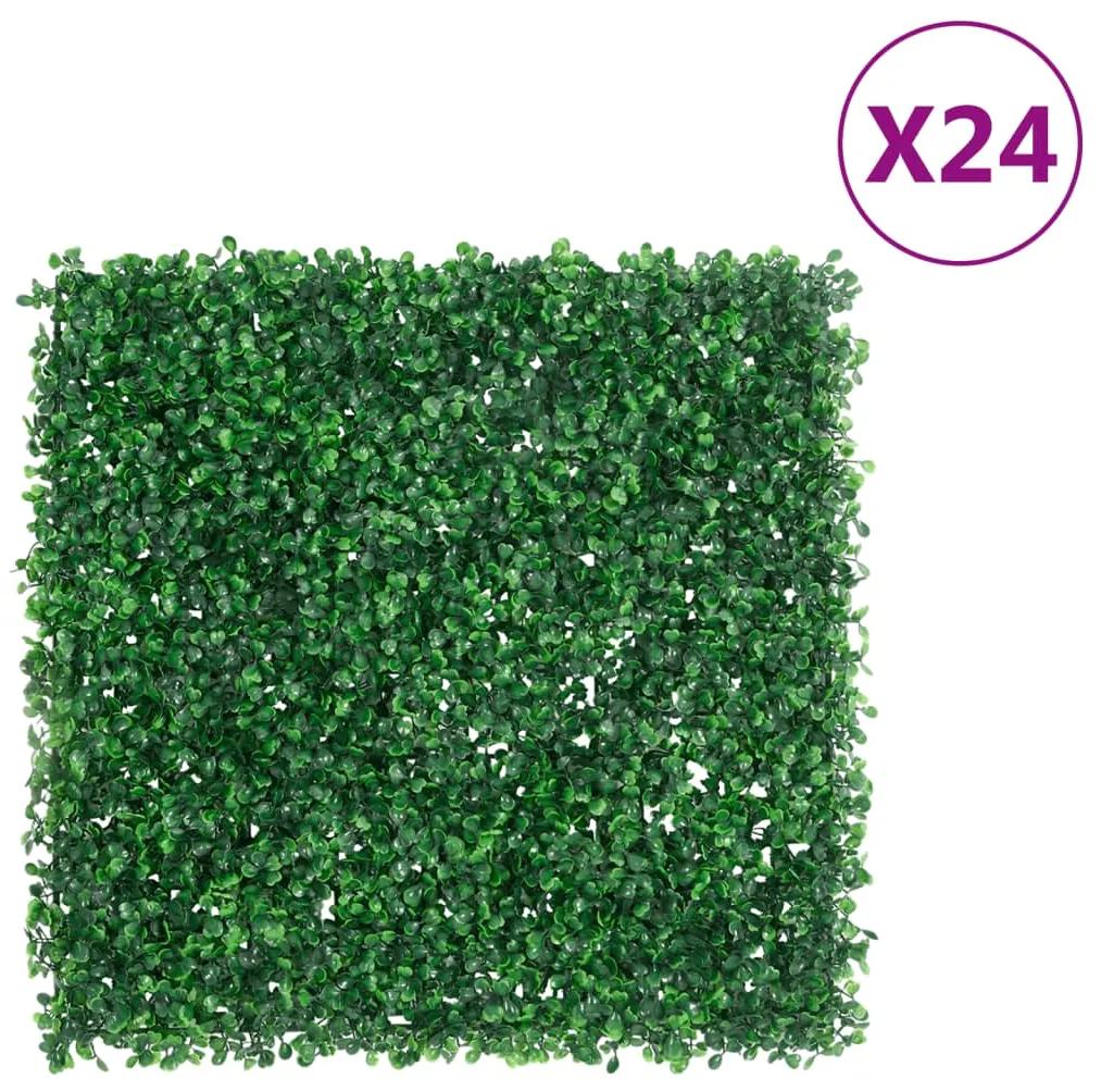 vidaXL Umělý plot z listnatého keře 24 ks zelený 50 x 50 cm