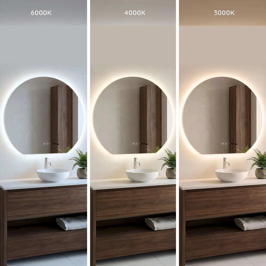 Rea Zrcadlo ⌀80 cm s vyhříváním a regulovatelným LED osvětlením HOM-00910